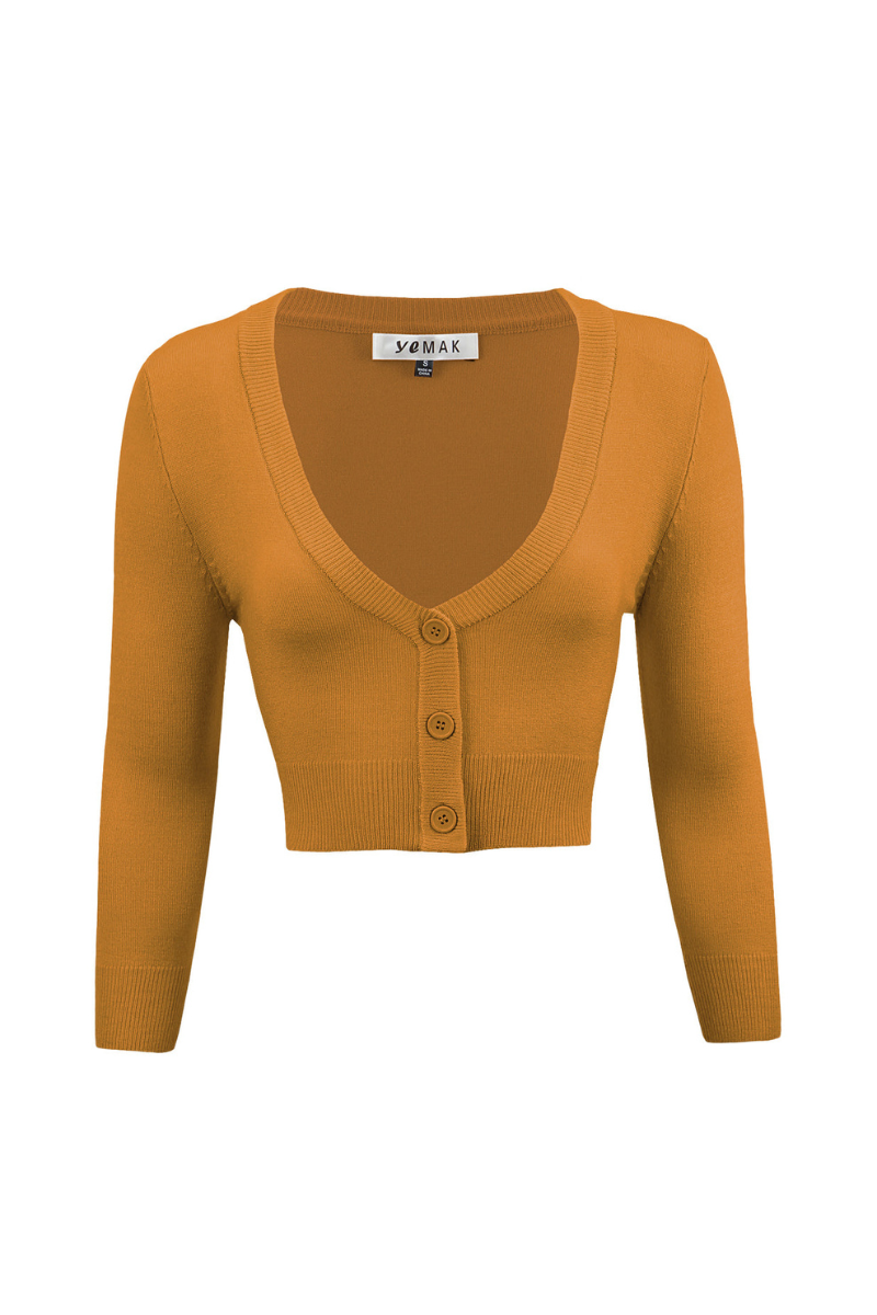 Bronze Cropped Cardigan Retro Vixen